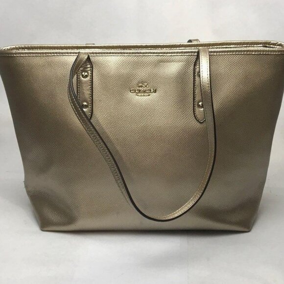 Coach | Bags | Coach Wcoa Metallic Gold City Tote | Poshmark